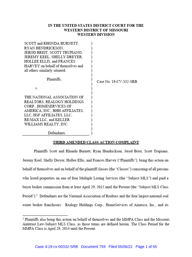 2022 5 06 Burnett Third Amended Class Action Complaint | PDF | National ...