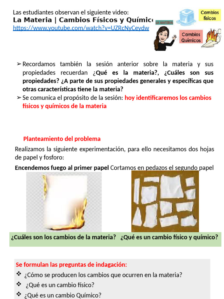 Identificaremos Los Cambios Físicos y Químicos de La Materia | PDF ...