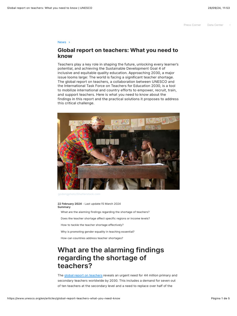 Unesco Report Teachers | PDF