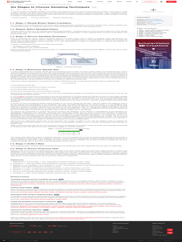 Six Stages To Choose Sampling Techniques - Encyclopedia MDPI | PDF