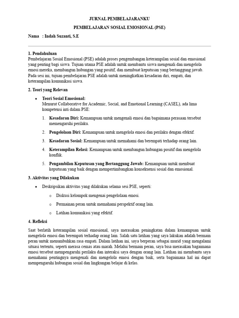 JURNAL PEMBELAJARANKU PSE | PDF