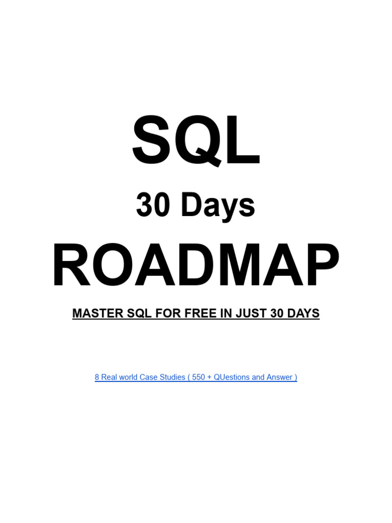 Learn SQL For FREE 30 Days ROADMAP | PDF