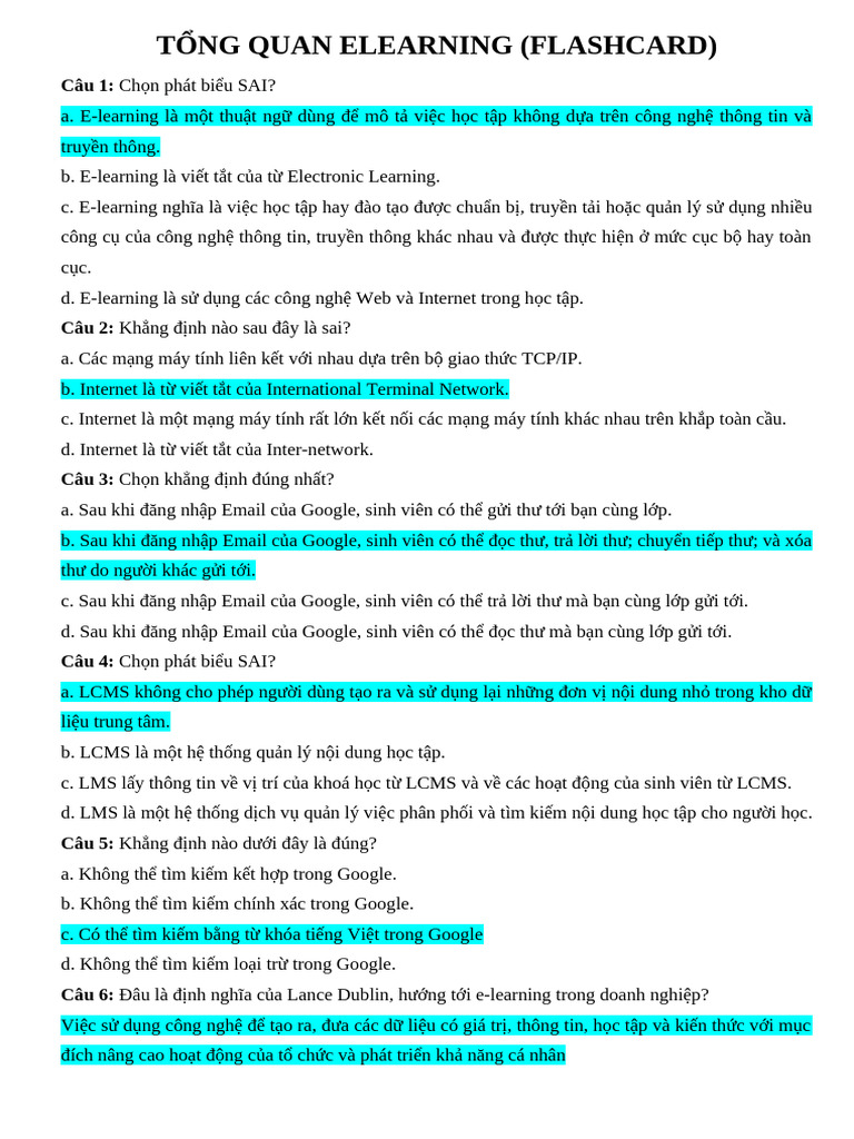 T NG Quan Elearning Flashcard | PDF