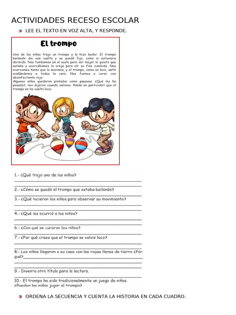 Actividades Receso Escolar | PDF