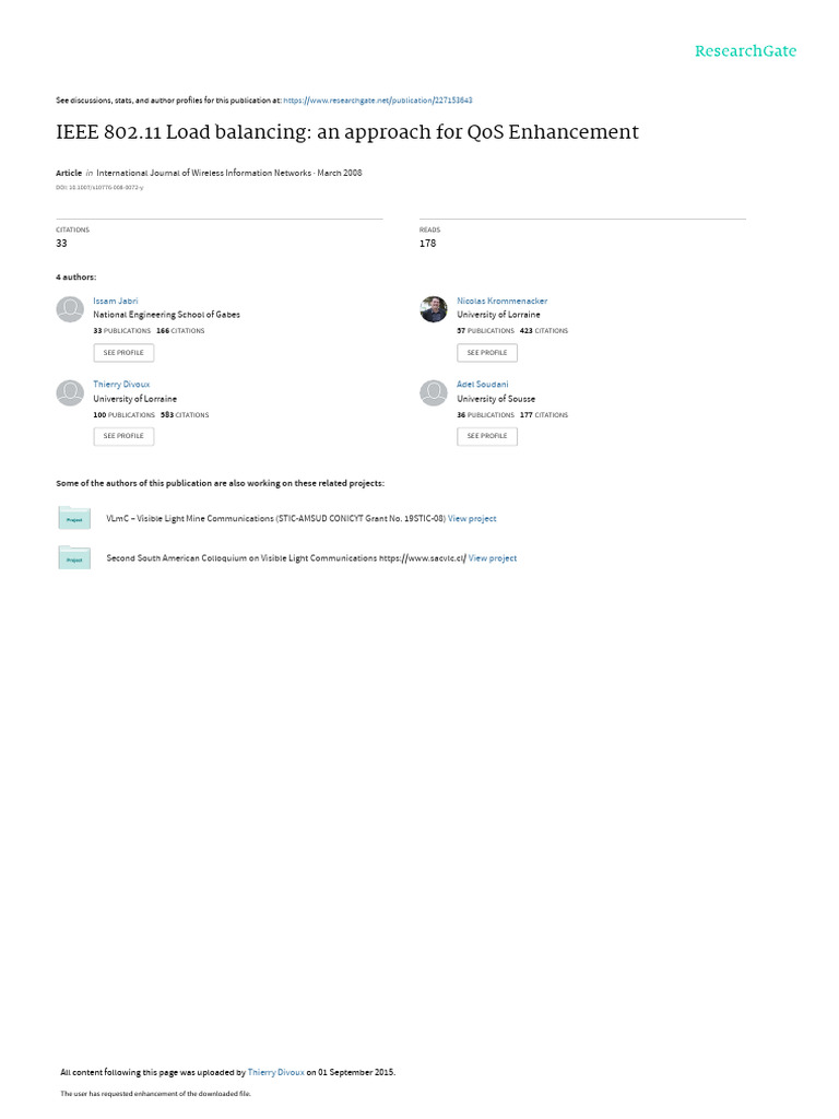 2008 IEEE - 80211 - Load - Balancing - An - Approach - For - QoS - Enha | PDF