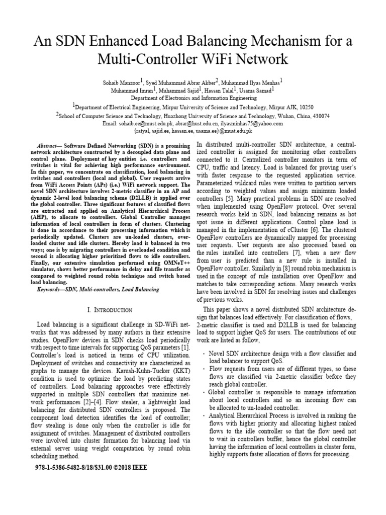 2018 An SDN Enhanced Load Balancing Mechanism For A | PDF