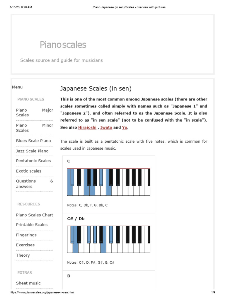 Piano Japanese (In Sen) Scales - Overview With Pictures | PDF