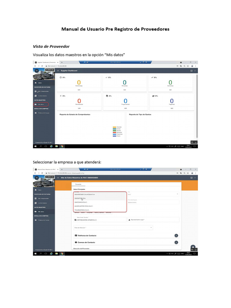 Manual de Usuario Pre Registro de Proveedores | PDF