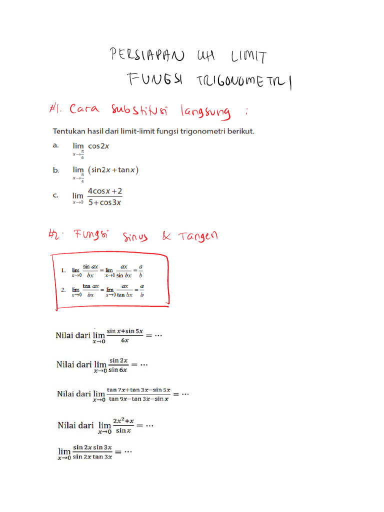 Latihan UH Limit Fungsi Trigonometri | PDF