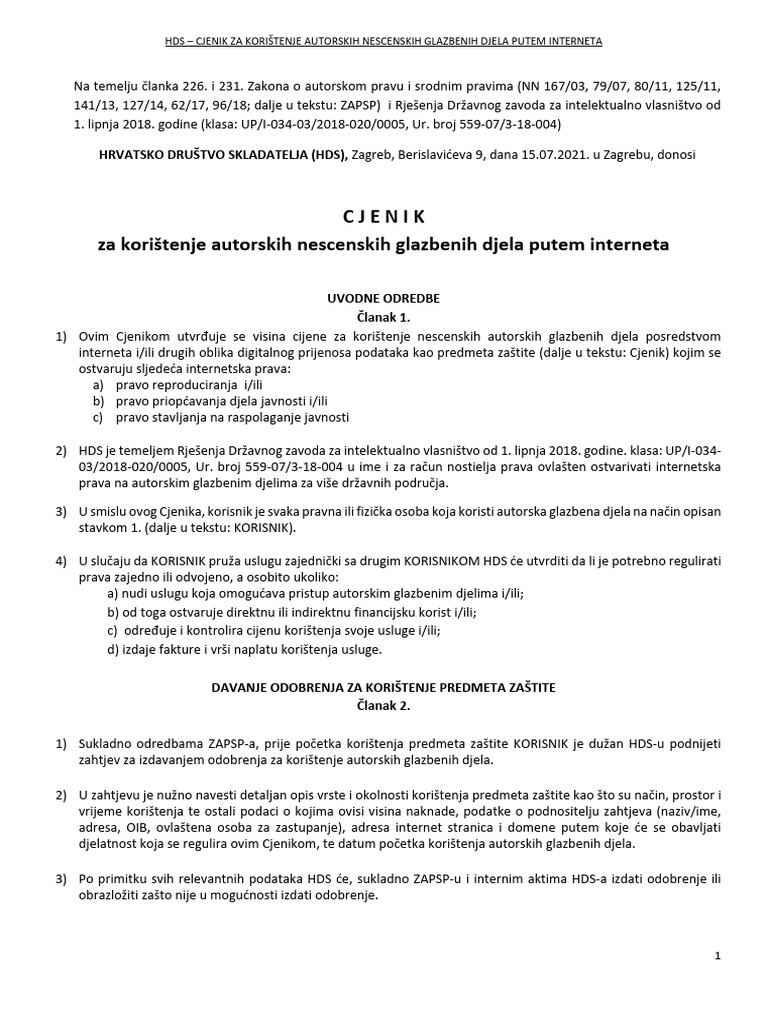 Cjenik On-Line 2022 | PDF