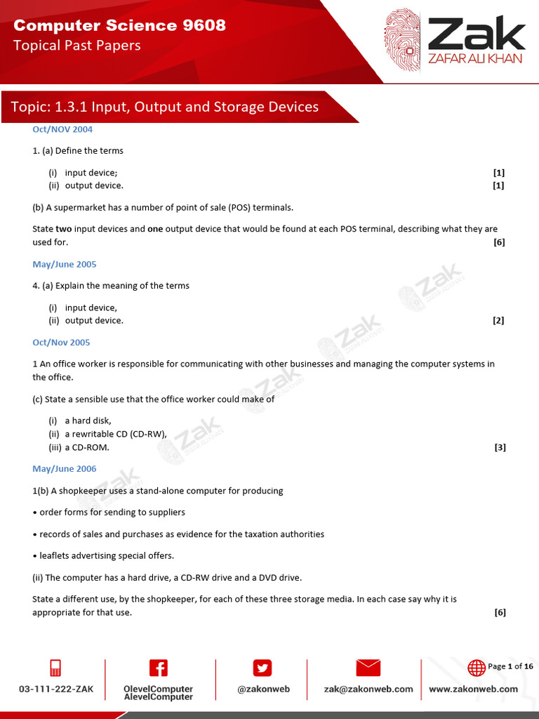 1.3.1 Input, Output and Storage Devices | PDF