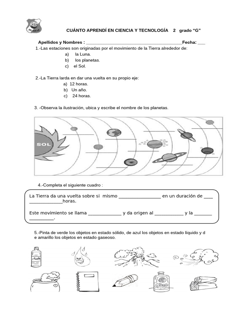 Evaluacion Cyt 2do G | PDF
