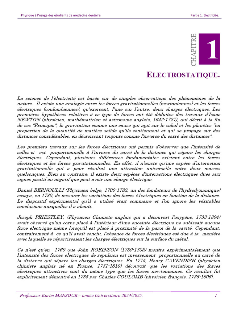 Premiere Annee de Medecine Dentaire Module de Physique Chapitre 1 Sep 2024 Prof Karim Mansour ...