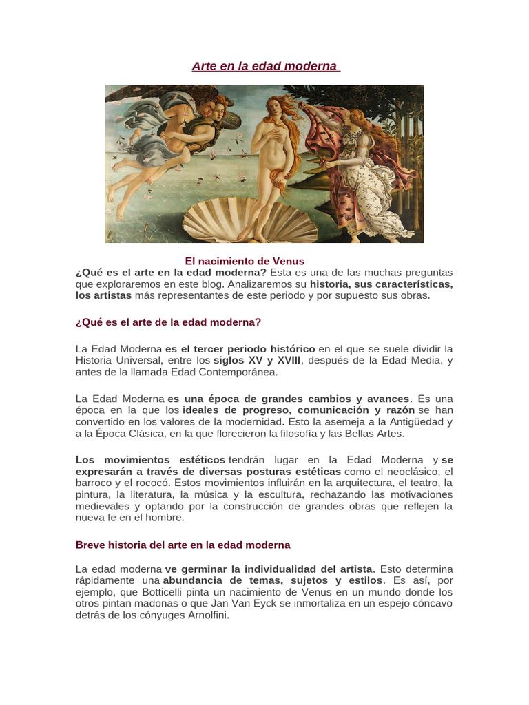 Arte en La Edad Moderna - Eca | PDF | Renacimiento | Clásicos