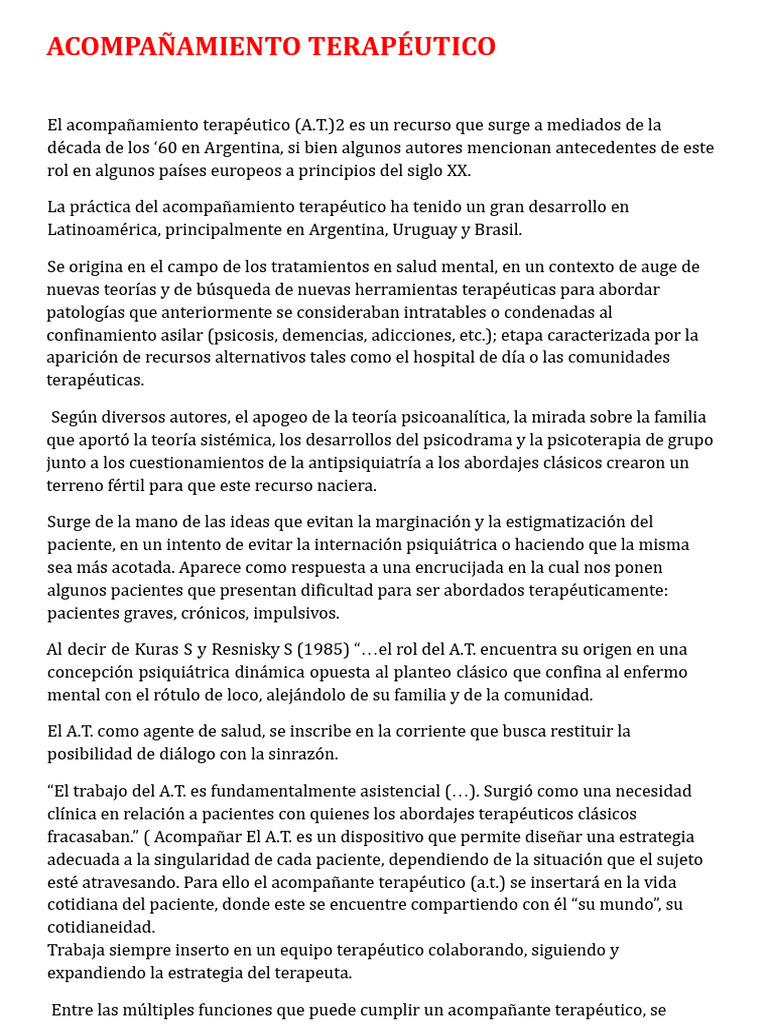 Acompañamiento Terapeutico Escolar | PDF