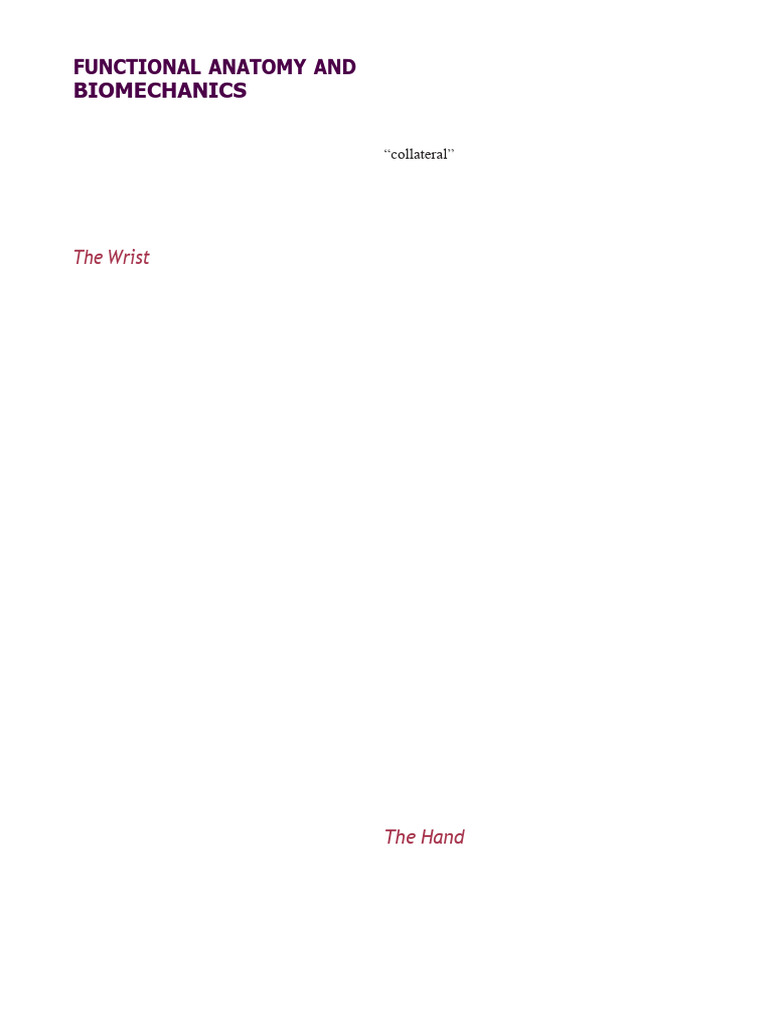 Functional Anatomy and Biomechanics - Wrist, hand and fingers | PDF