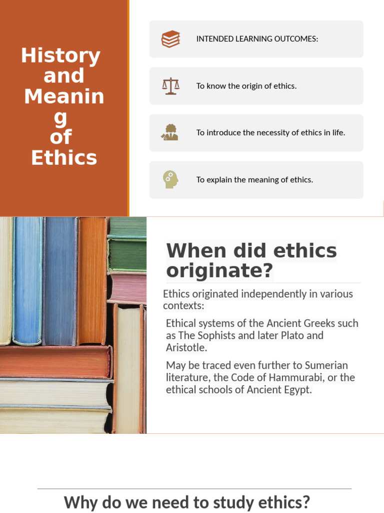 Lesson 2 History and Meaning of Ethics | PDF