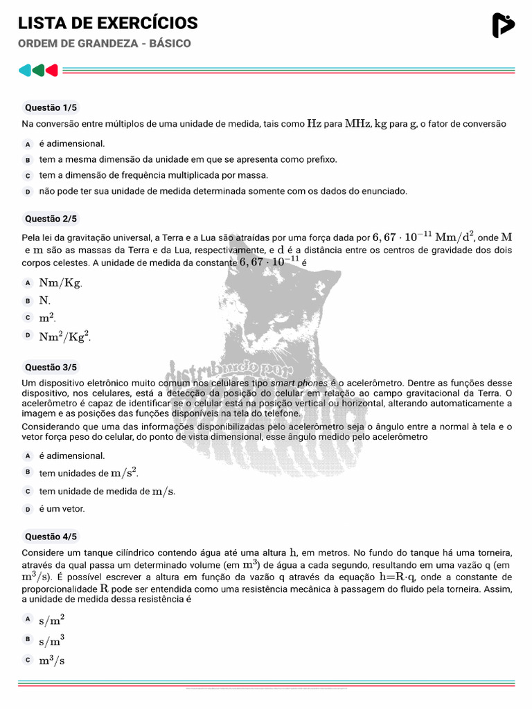Exercícios Física I - Módulo 1 | PDF