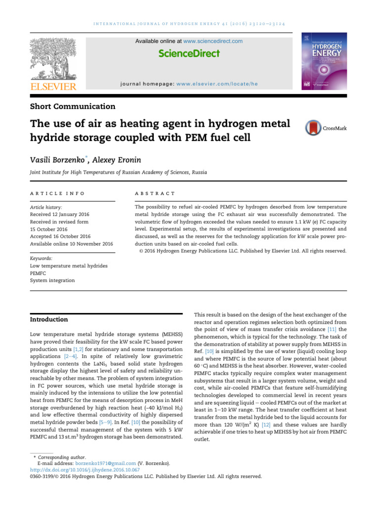 The Use of Air As Heating Agent in Hydrogen Metal | PDF