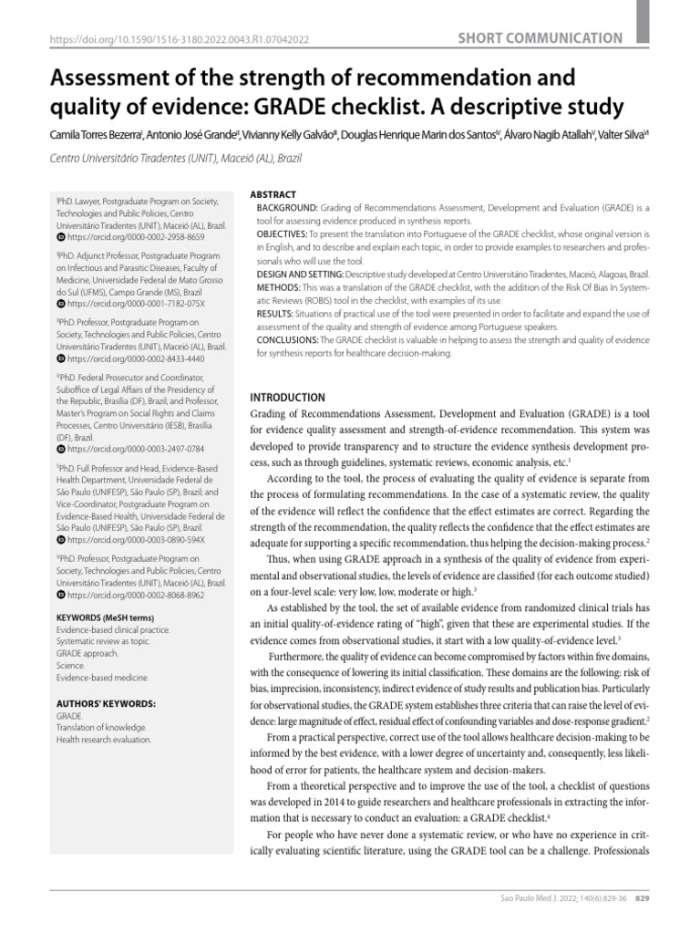 GRADE Checklist | PDF