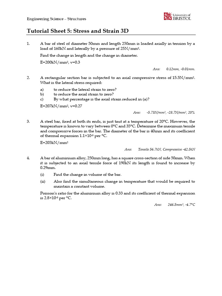 Tutorial 5 Stress and Strain 3D | PDF