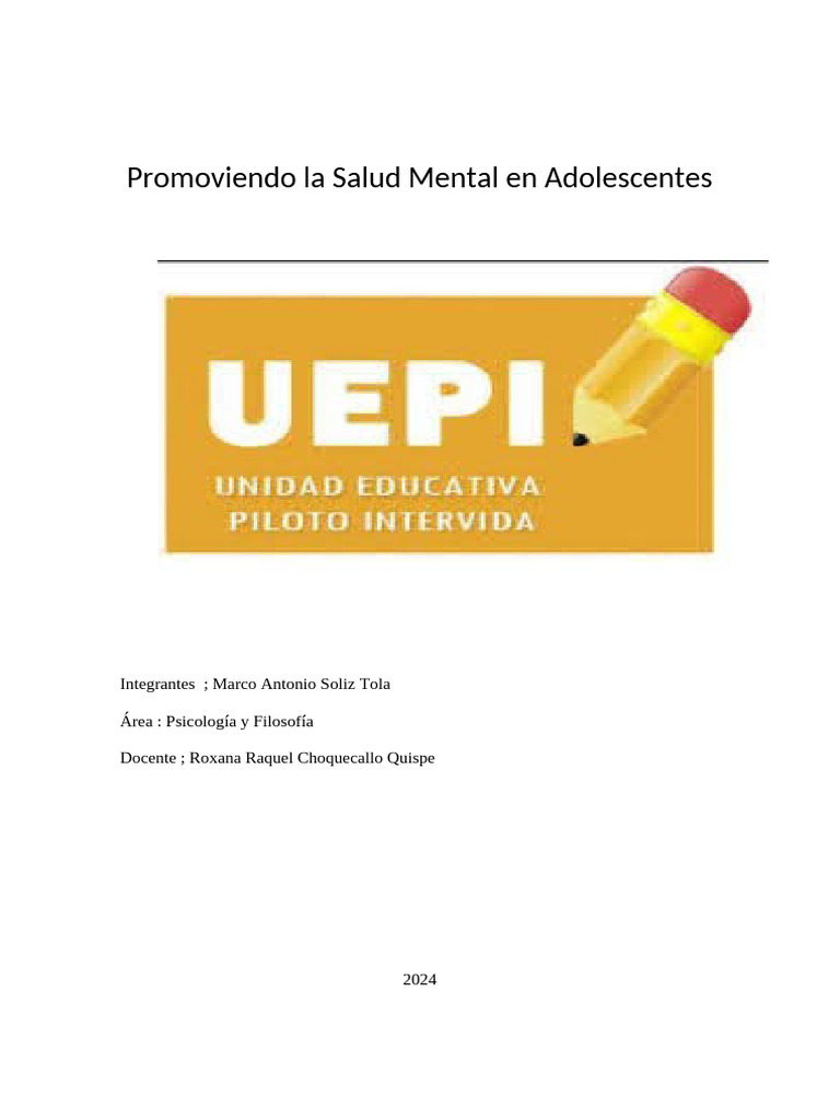 Salud Mental en Adolescentes: Estrategias Clave | PDF | Salud mental ...