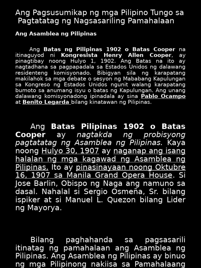 Ang Pagsusumikap NG Mga Pilipino Tungo Sa Pagtatatag | PDF