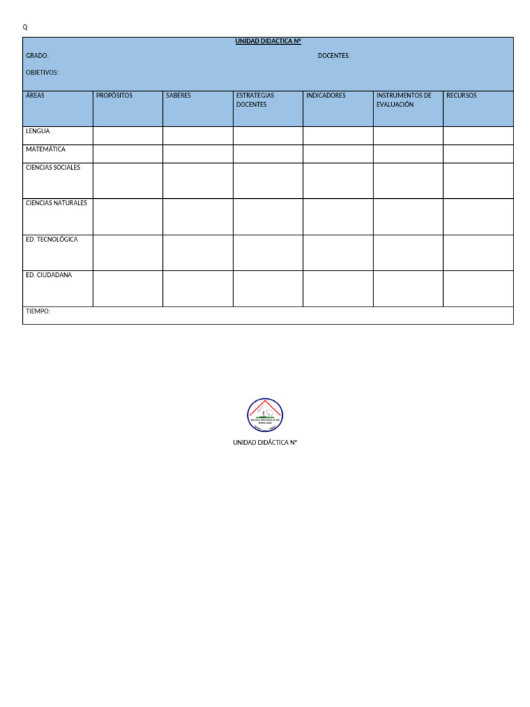 Modelo de unidad didáctica | PDF