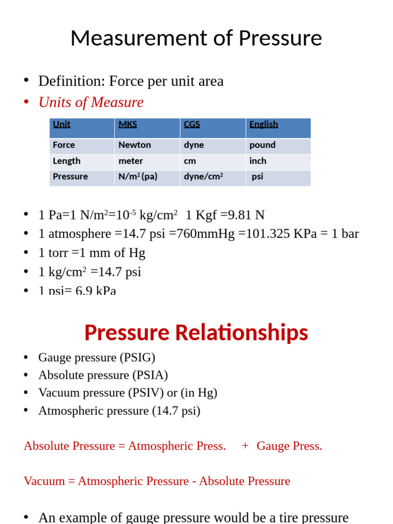 Unit 2 Press Measurement | PDF