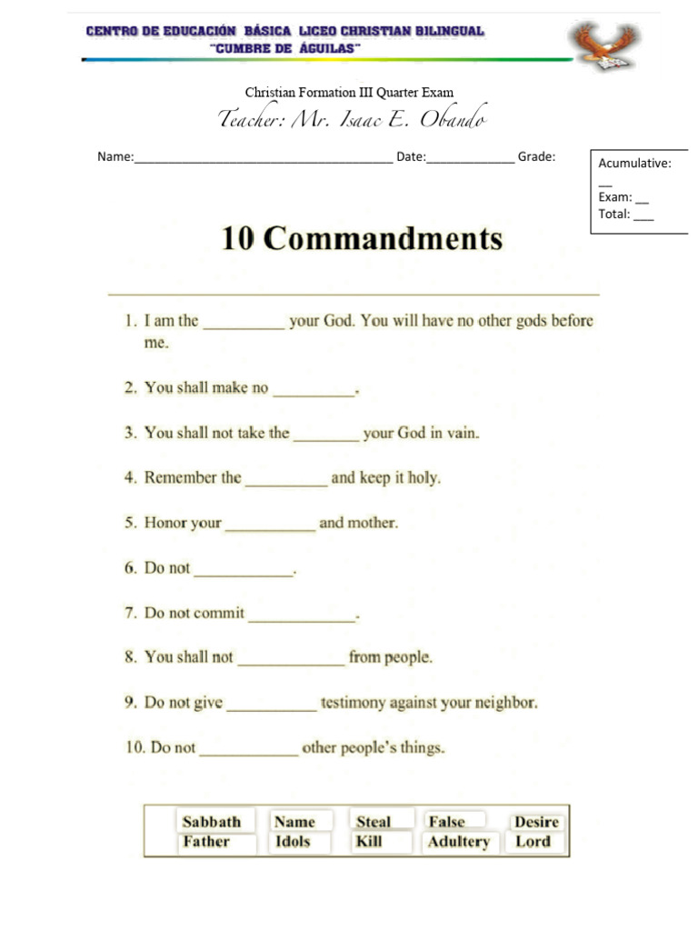 11 Christian Formation Exam III P | PDF