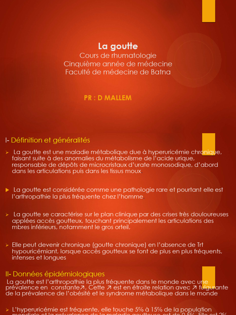 La Goutte Cours de Cinquiã Me Annã©e de Mã©decine | PDF