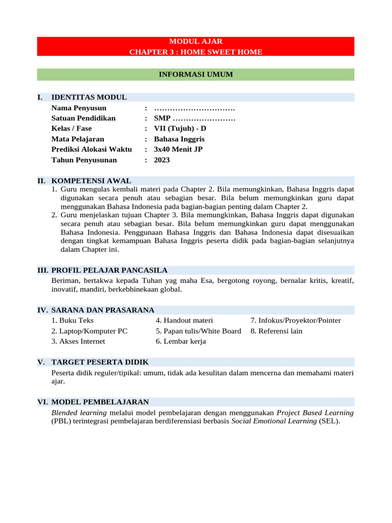 MODUL AJAR PERTEMUAN 1 | PDF