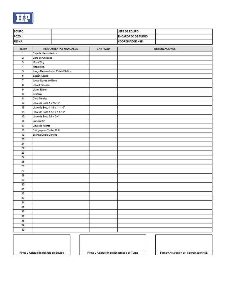 HPA-SE-02-01-R04 .Inspeccion Herramientas Trabajo en Alturas | PDF