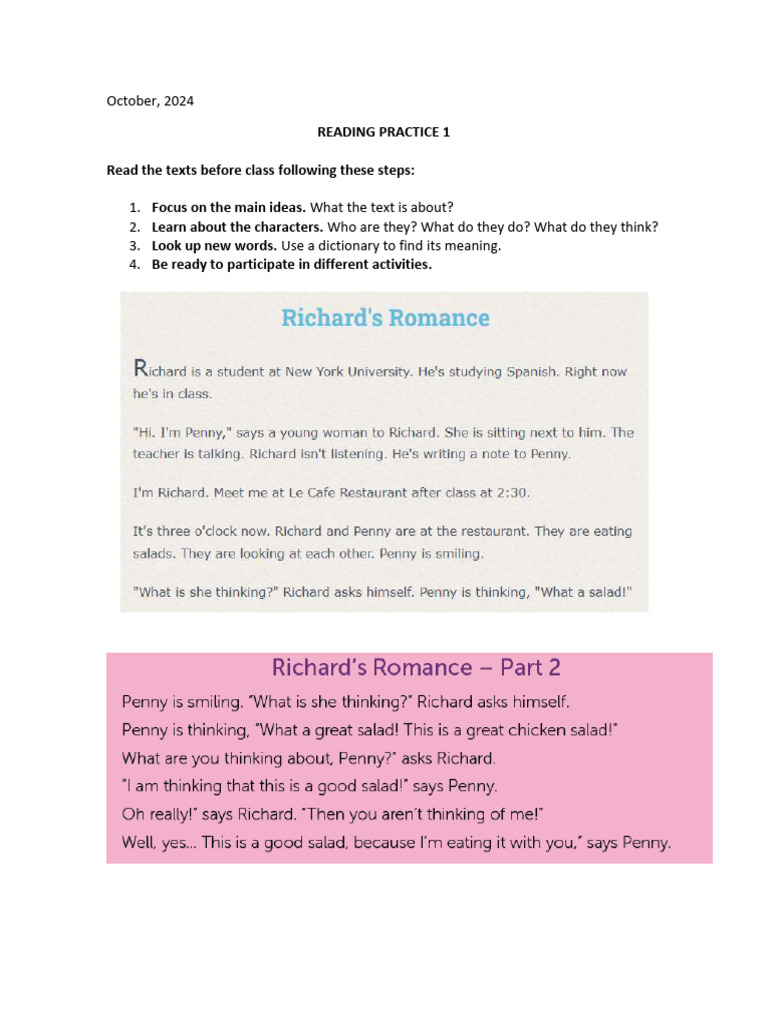 Basic 1 - Unit 5 - Reading Practice 1 | PDF