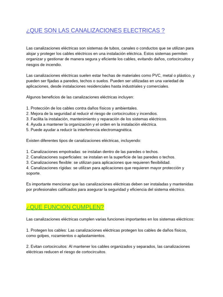 Las Canalizaciones Electricas | PDF