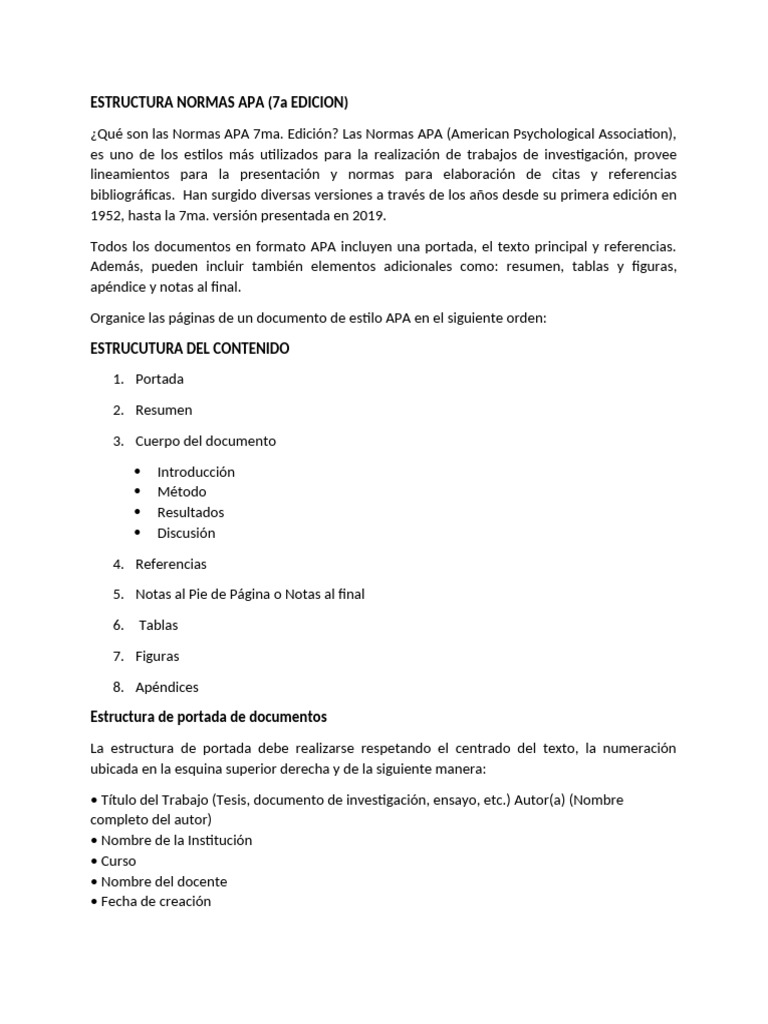 ESTRUCTURA NORMAS APA | PDF