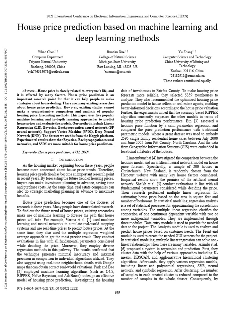 1 House Price Prediction Based On Machine Learning and Deep Learning ...