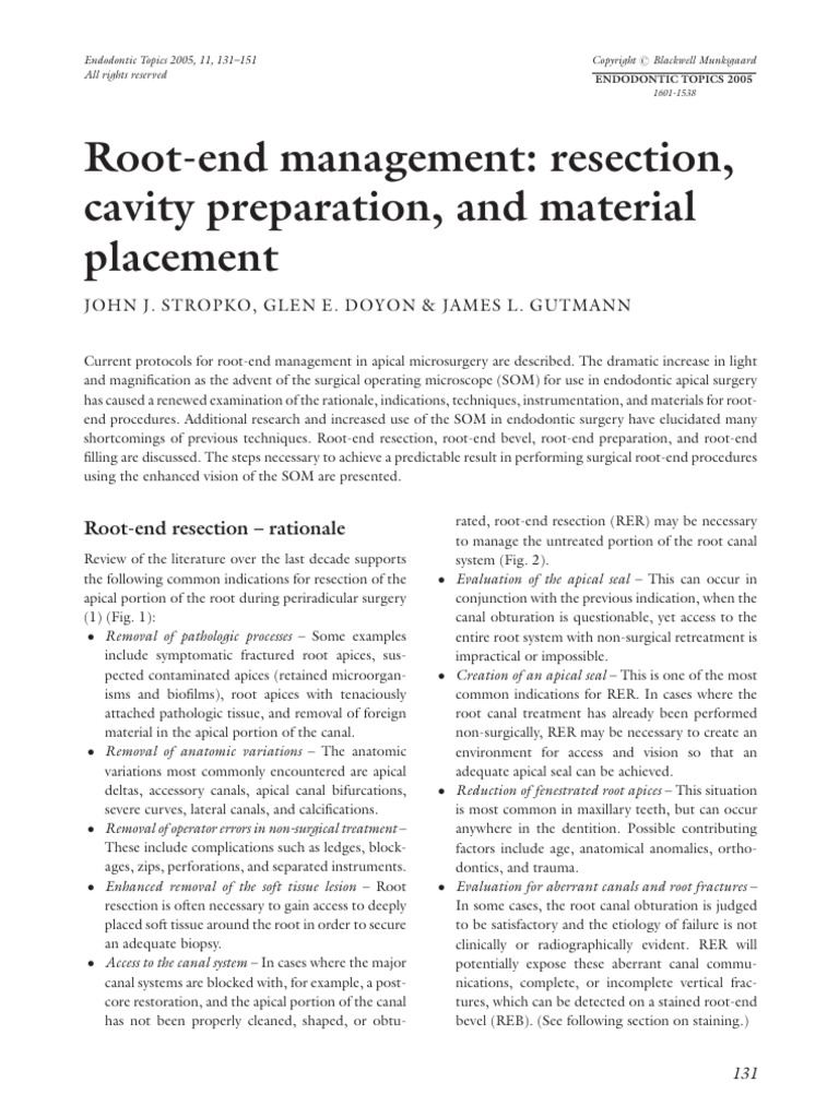 Root-End Management - Resection, Cavity Preparation, and Material ...