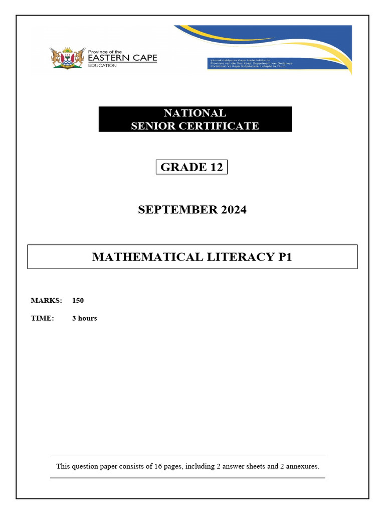 MATH LITERACY P1 GR12 QP SEPT2024 - English | PDF | Present Value