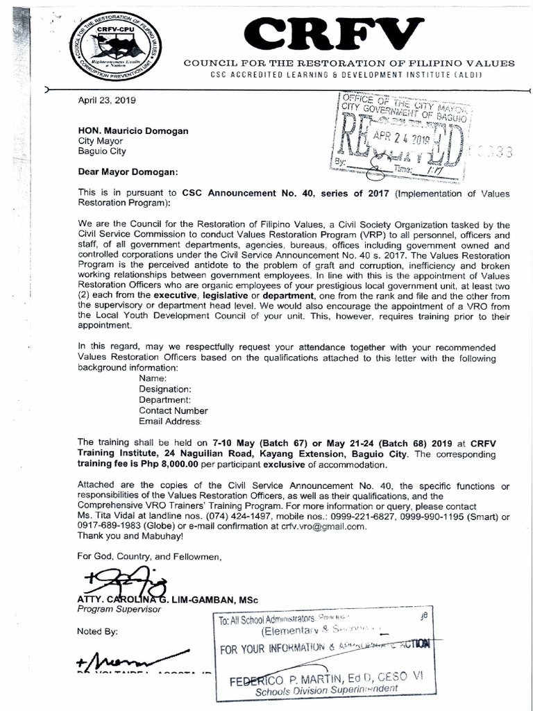 Council For The Restoration of Filipino Values Values Restoration ...