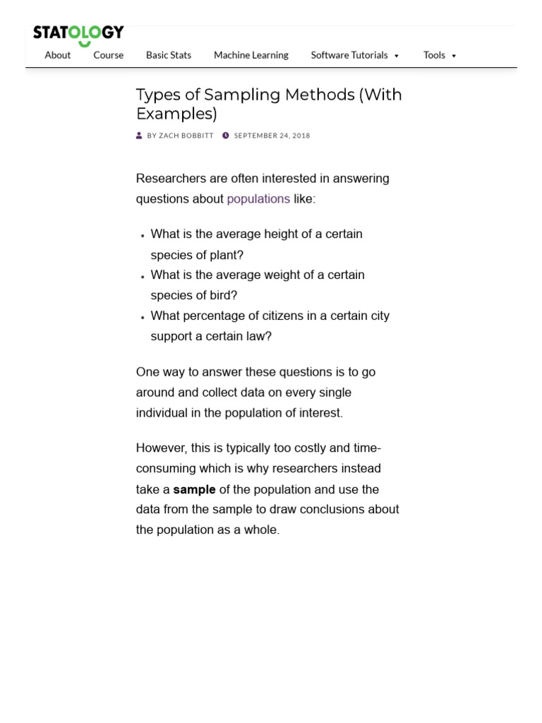Types of Sampling Methods (With Examples) | PDF