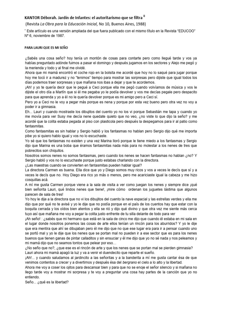 ANEXO- KANTOR Déborah- Carta Para Lauri que es mi seño. | PDF