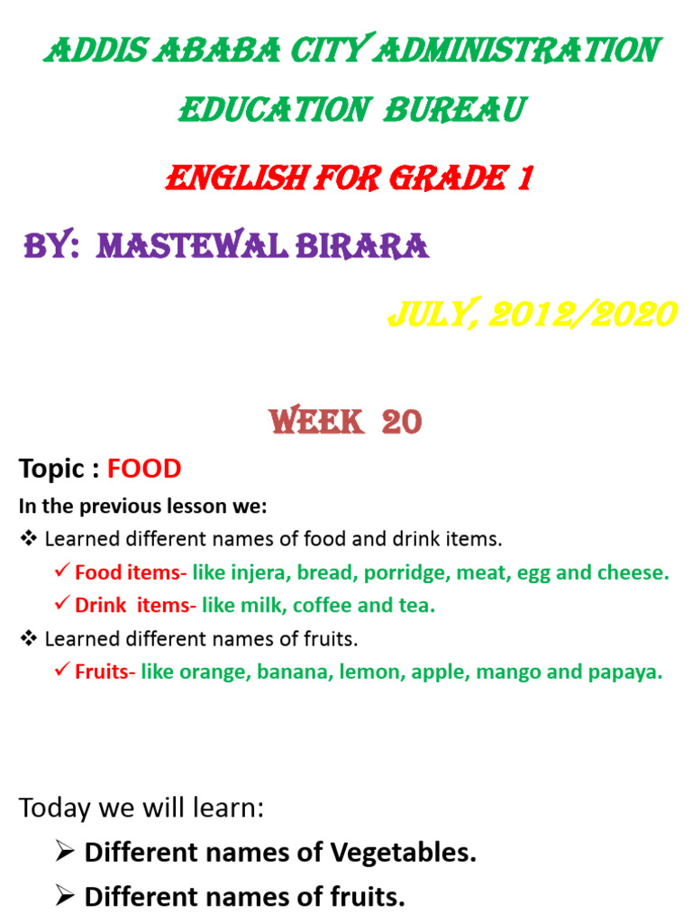 English For Grade 1 Week 20 (Lesson 4, 5 & 6) | PDF