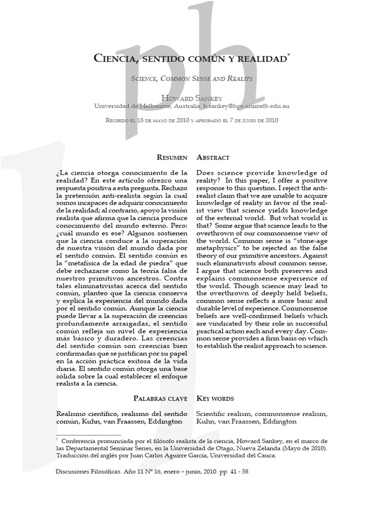 Ciencia, Sentido Común | PDF