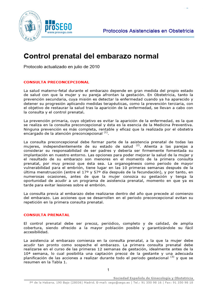 Control Prenatal Del Embarazo Normal - Protocolo Actualizado en Julio ...