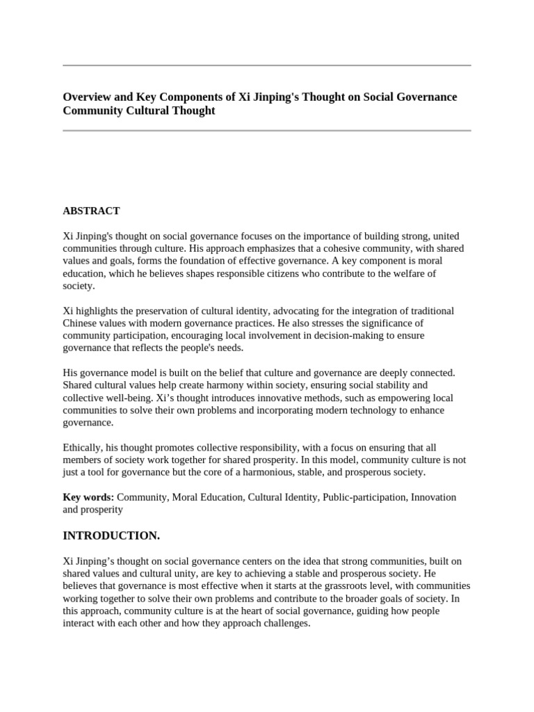 Overview and Key Components of Xi Jinping | PDF