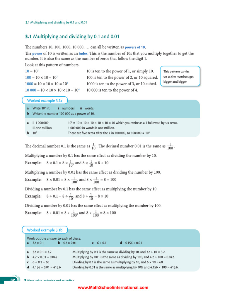 7th - Multiplying and Dividing by 0.1 and 0.01 | PDF