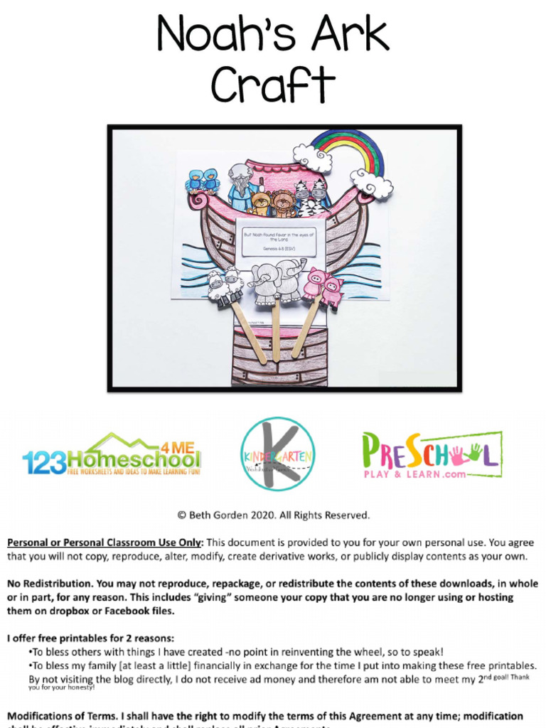 Noahs Ark Craft Activity A | PDF