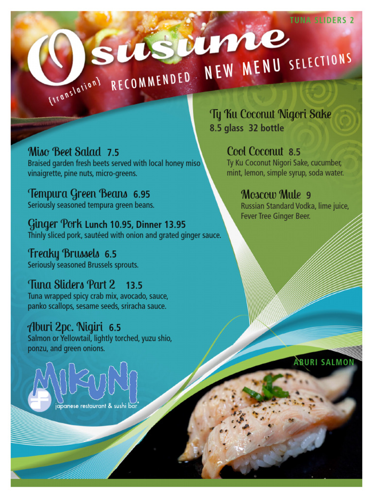 Specials Menu - Mikuni Folsom | PDF