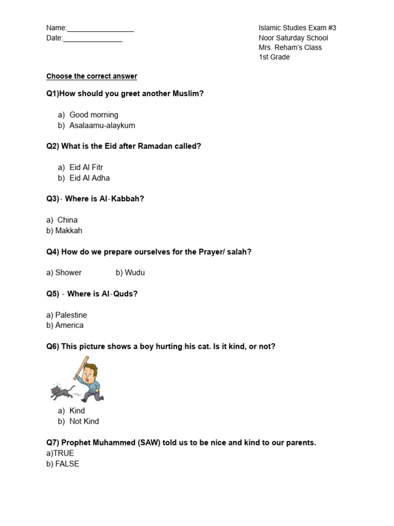 Islamic Studies Test 3 | PDF
